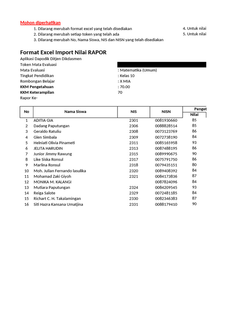 Format-Nilai-Rapor-20232-X - MIA-Matematika (Umum) | PDF