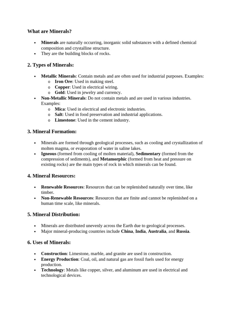 minerals cheet sheet | PDF | Rock (Geology) | Minerals