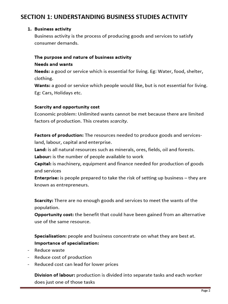 SECTION 1 Understanding Business Activity .... | PDF | Franchising ...