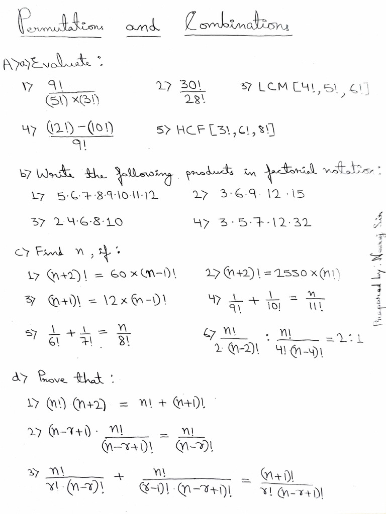 PERMUTATIONS AND COMBINATIONS | PDF