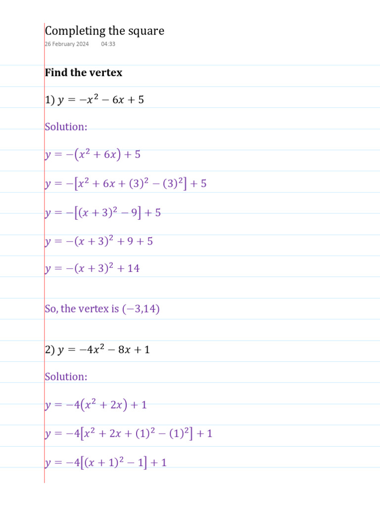 Completing The Square | PDF