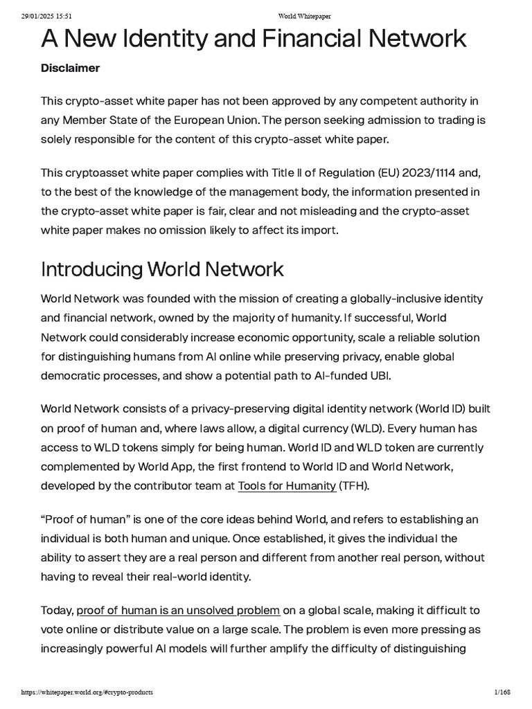 World Whitepaper | PDF | Biometrics | Authentication
