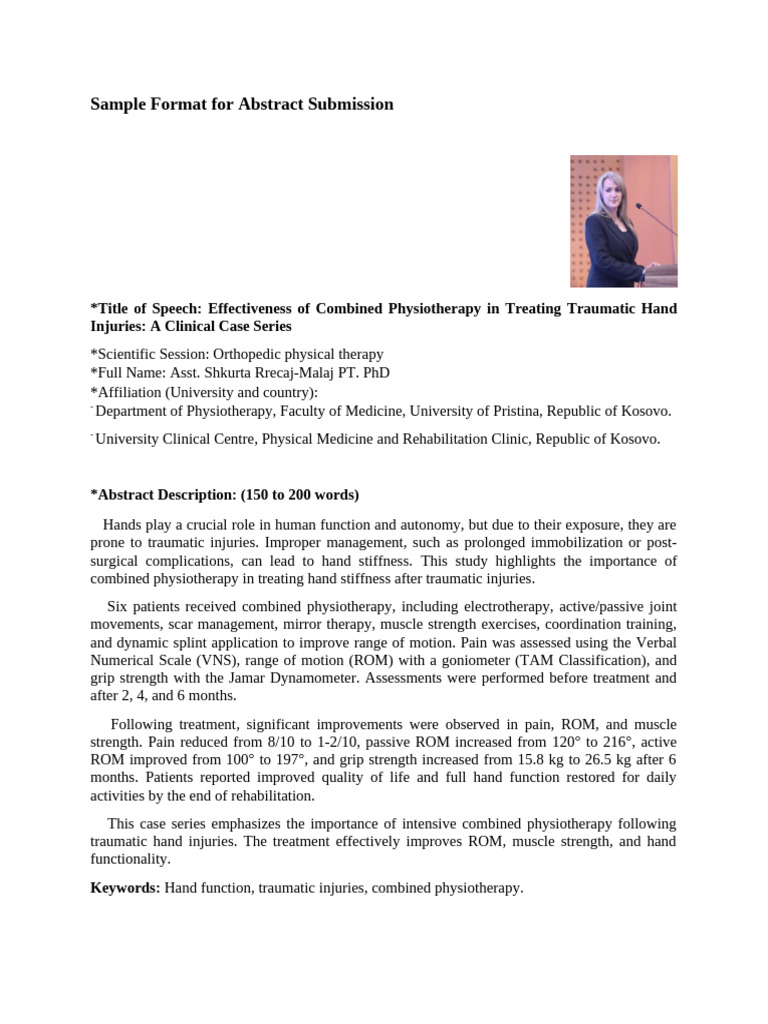 Sh. Rrecaj-Malaj Abstract | PDF | Physical Therapy | Clinical Medicine