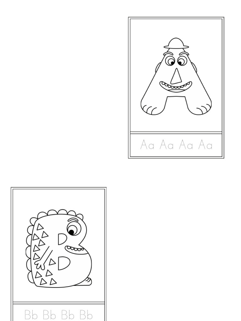 Alphabet Coloring Booklet in Grayscale Lined Illustrative Style - PDF 2 ...