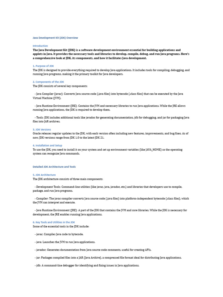 JDK Overview | PDF | Java (Programming Language) | Java (Software Platform)