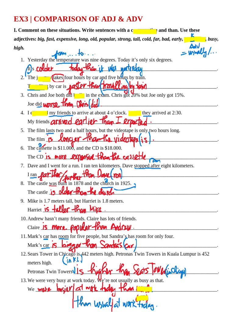 EX3.ANS.COMPARISON OF ADJ & ADV | PDF