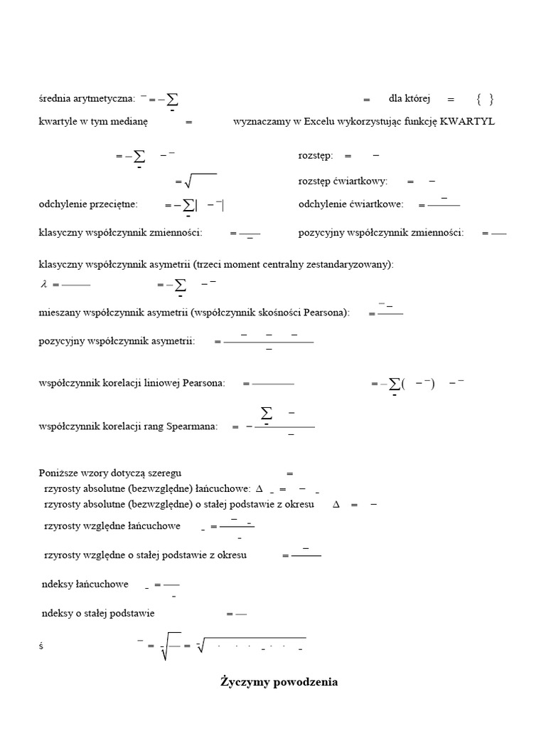 Wzory Statystyka | PDF