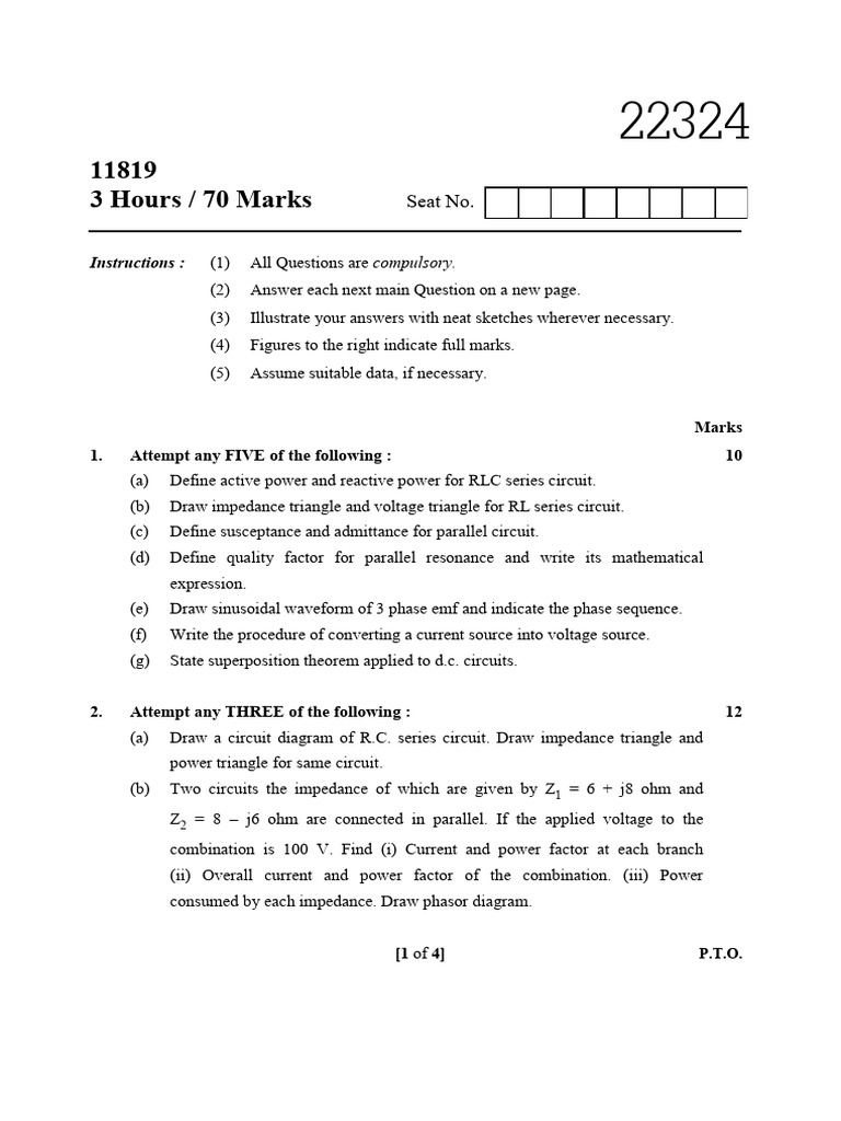 ECI (Question Paper) | PDF | Electrical Impedance | Series And Parallel ...