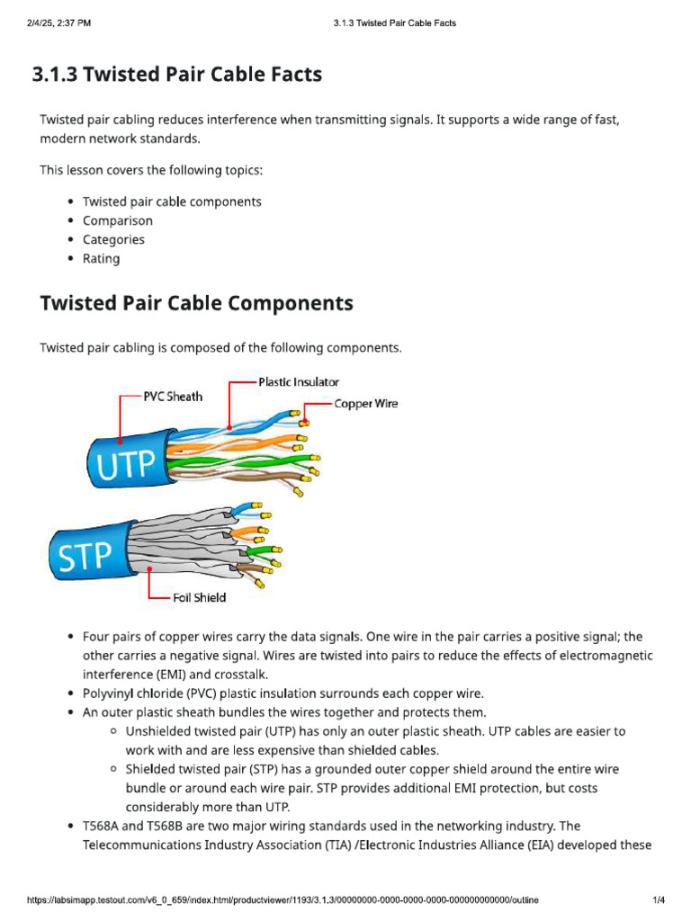 3.1.3 Twisted Pair Cable Facts | PDF