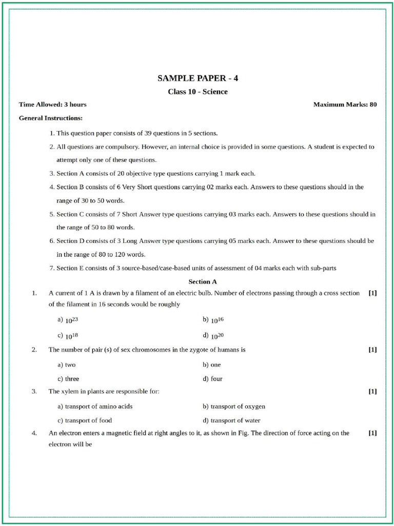 Science 2023 Set - 4 | PDF