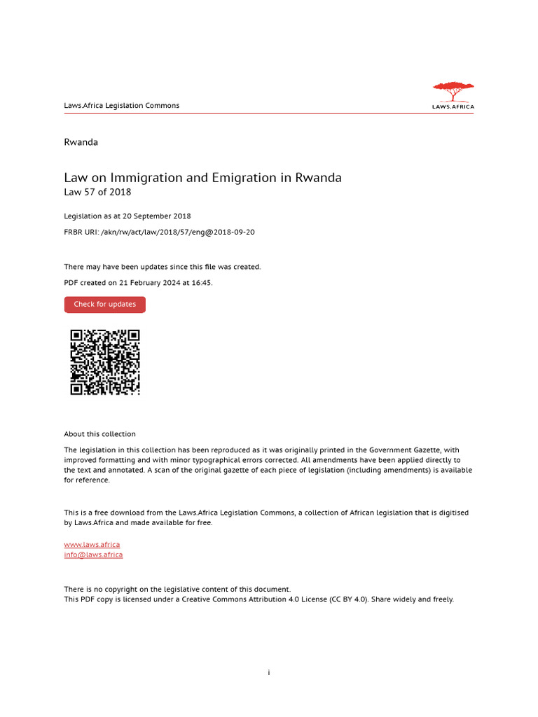Law On Immigration and Emigration in Rwanda | PDF | Travel Visa | Passport