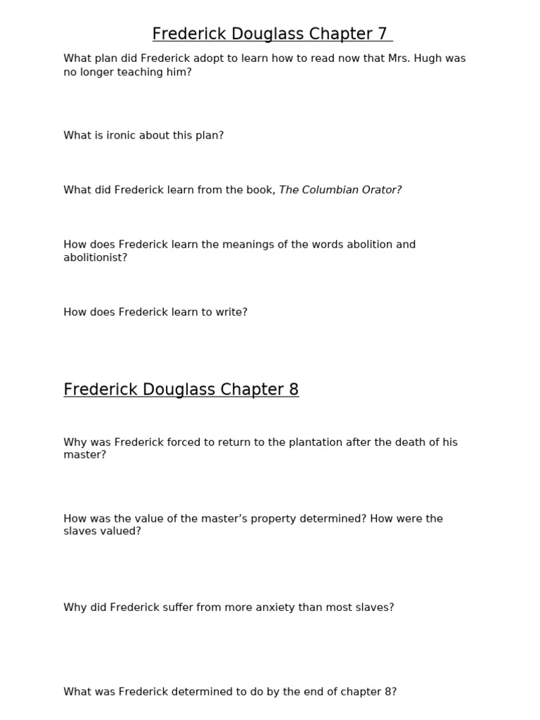 Frederick Douglass Chapter 7-9 | PDF
