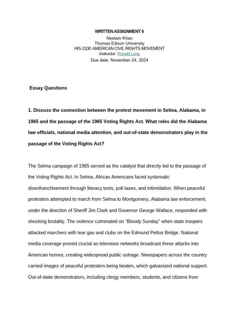 Civil Rights Movement Analysis Essay | PDF | Black Power | Racial ...