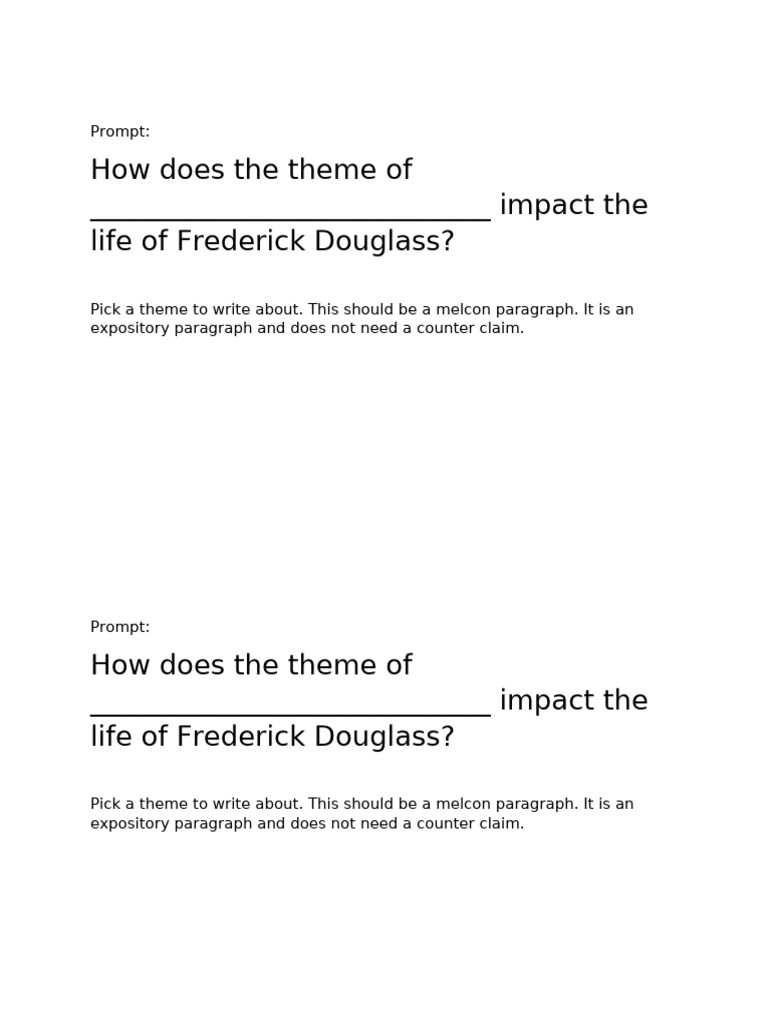Frederick Douglass Writing Prompt | PDF