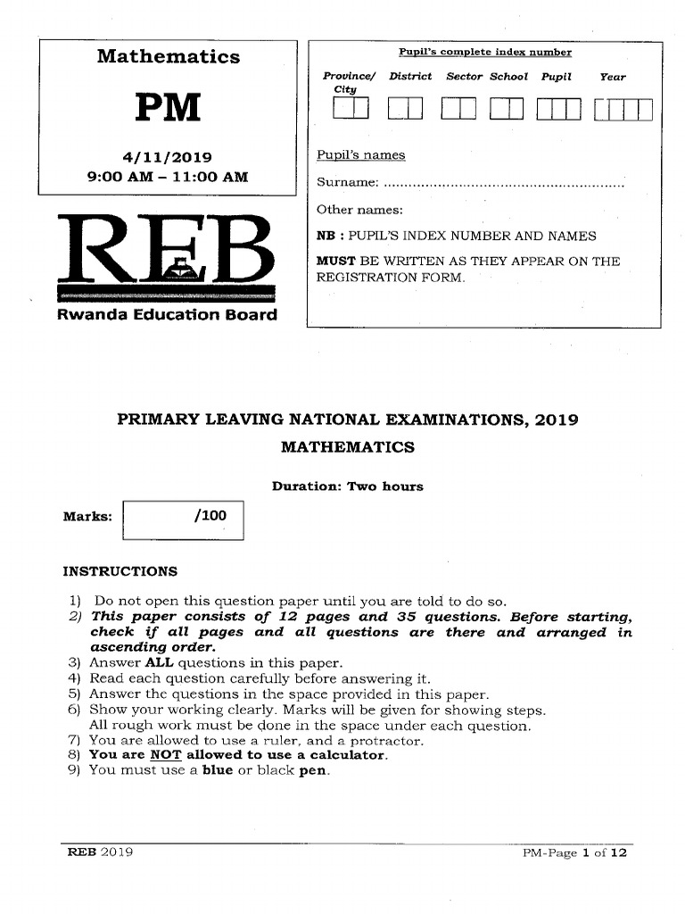 2019 Mathematics Primary | PDF