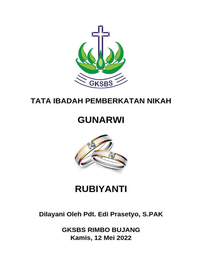 Tata Ibadah Pemberkatan Nikah Kristen | PDF