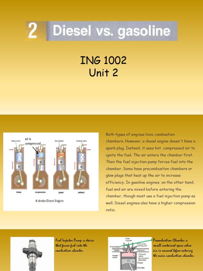 Diesel vs. Gasoline Engine Mechanics | PDF