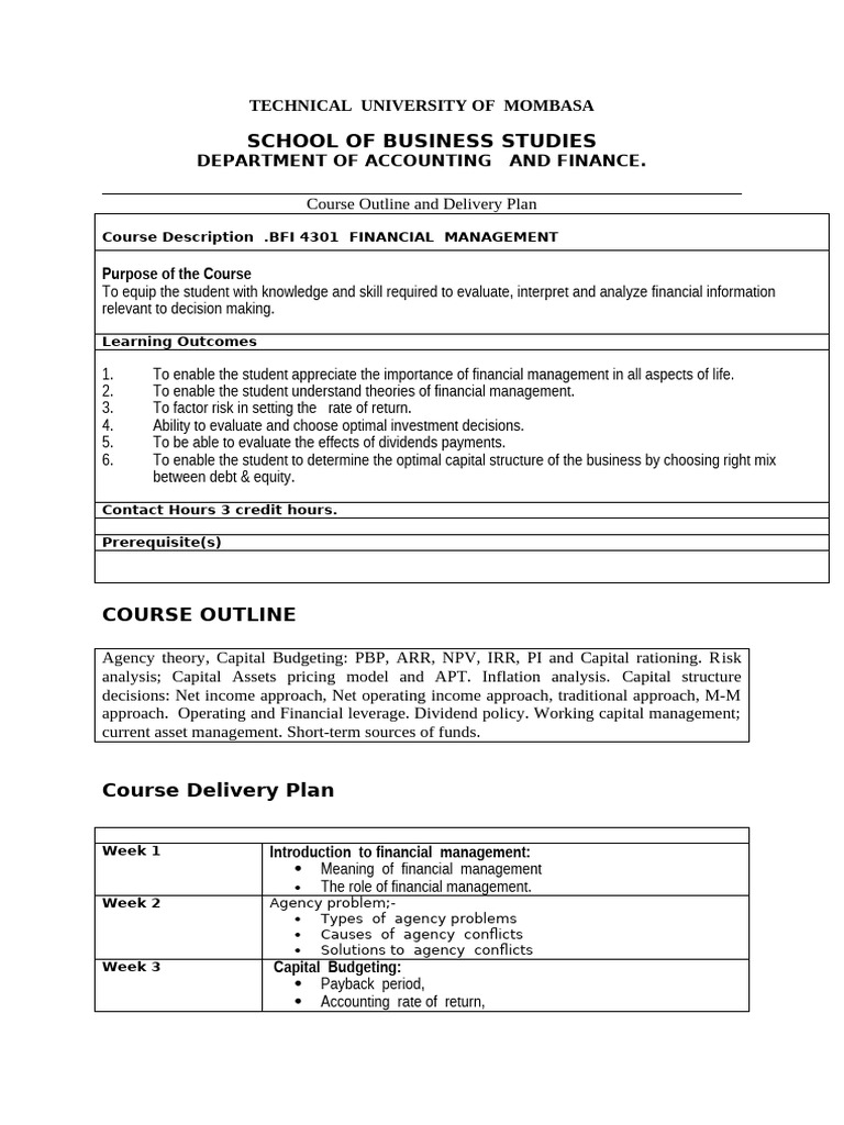 Bfi 4301 Financial Management | PDF | Capital Budgeting | Internal Rate Of Return