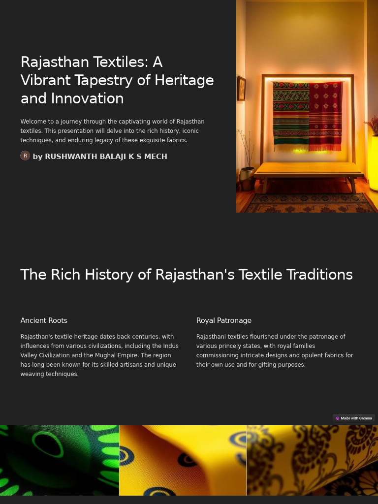 Rajasthan's Textile Heritage and Innovation | PDF | Textiles | Weaving