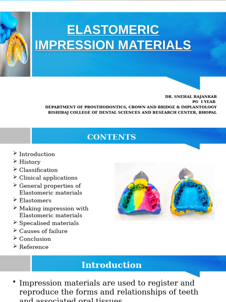 Properties of Elastomeric Impression Materials | PDF | Materials