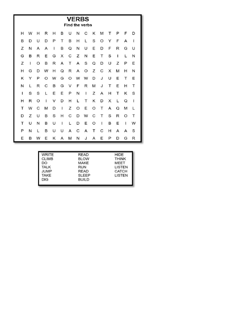 WORD SEARCH VERBS | PDF