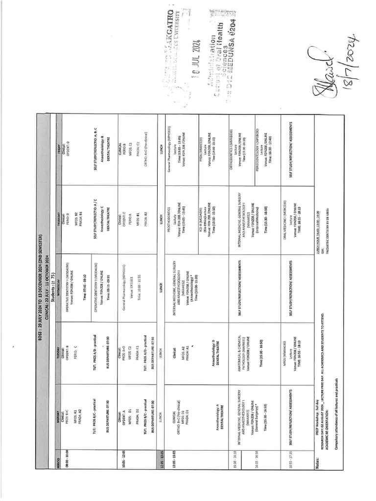 Bds3 Timetable-2nd Sem | PDF