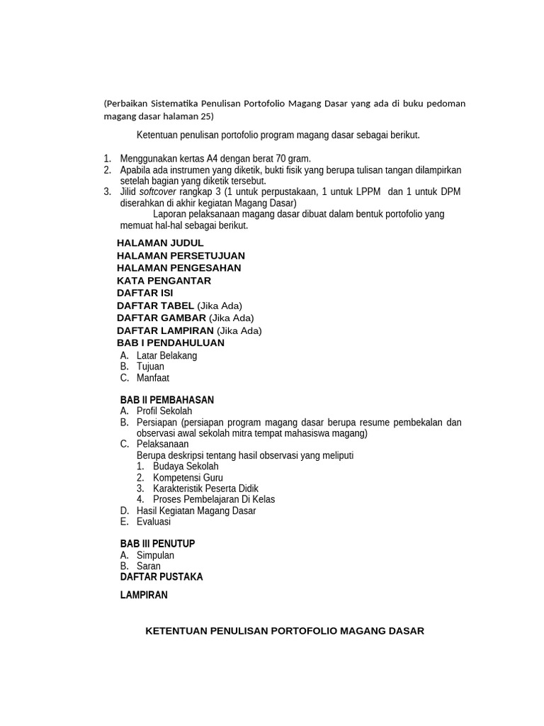 Panduan Penulisan Portofolio Magang | PDF