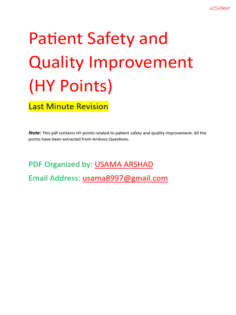 Patient Safety & Quality Improvement Insights | PDF | Medical Error ...