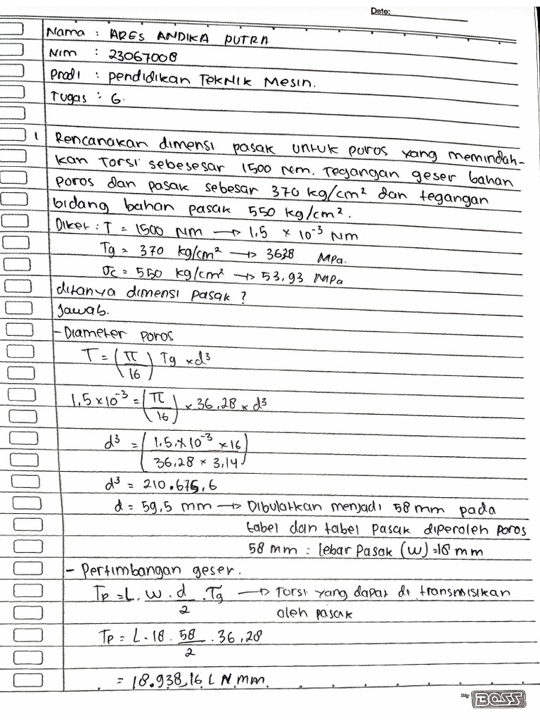 Tugas 6 Elemen Mesin | PDF
