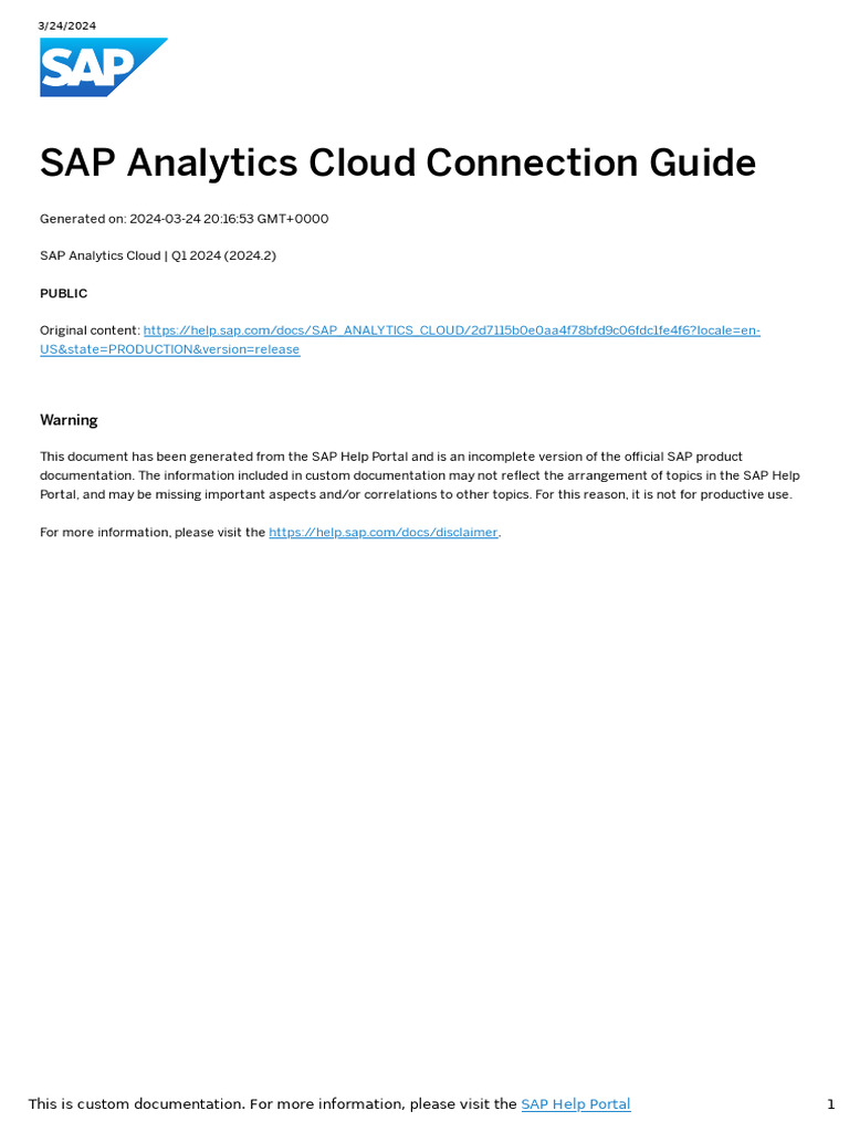 SAP Analytics Cloud Connection Guide | PDF | Cloud Computing ...