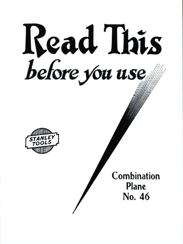Stanley No. 46 Plane Manual Guide | PDF | Screw | Plough