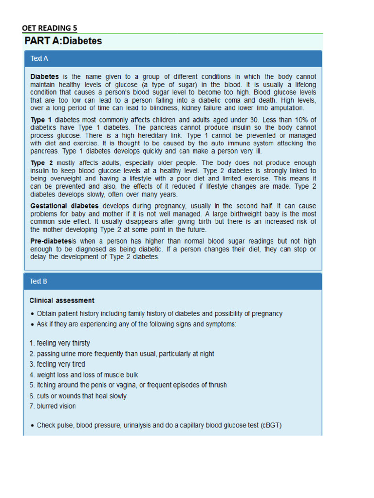diabetes reading | PDF