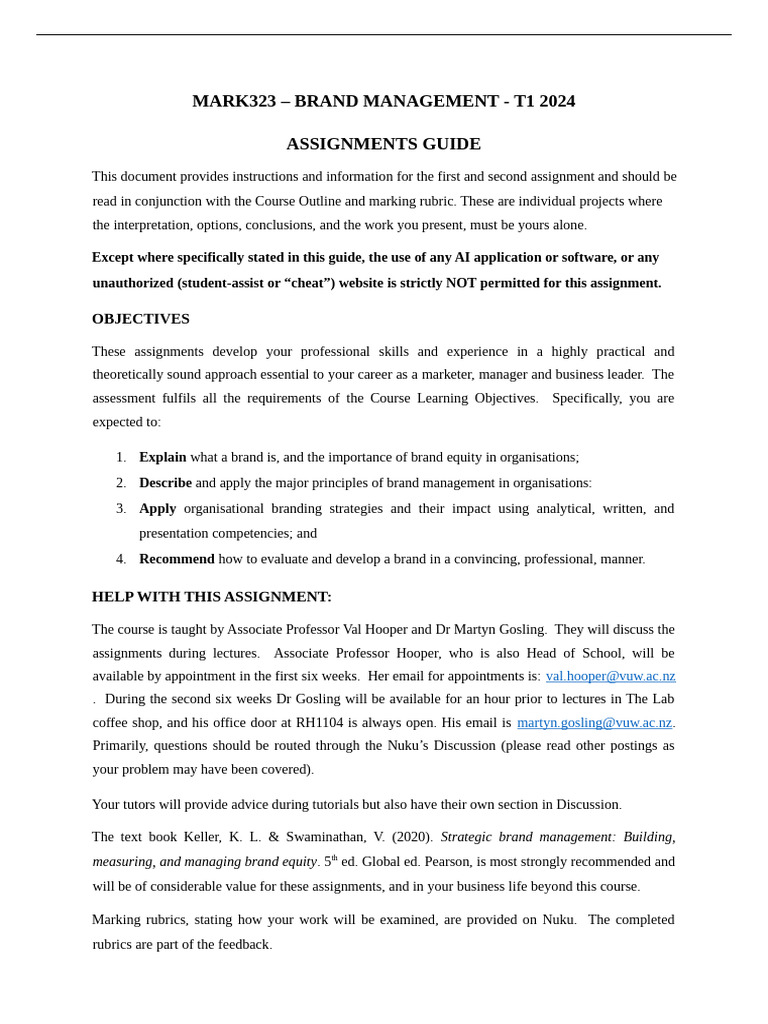MARK 323 Assignment Guide 4 | PDF | Brand | Turnitin