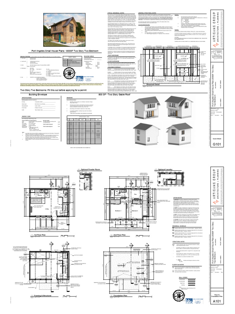 2023-0249 - Port Angeles 2-Story 800 Sq Ft ADU Stamped Plans 06-09-23 - Copy | PDF | Framing ...