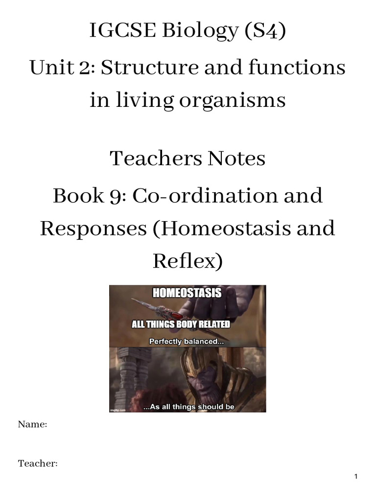 IGCSE Biology: Homeostasis & Responses | PDF | Chemical Synapse ...