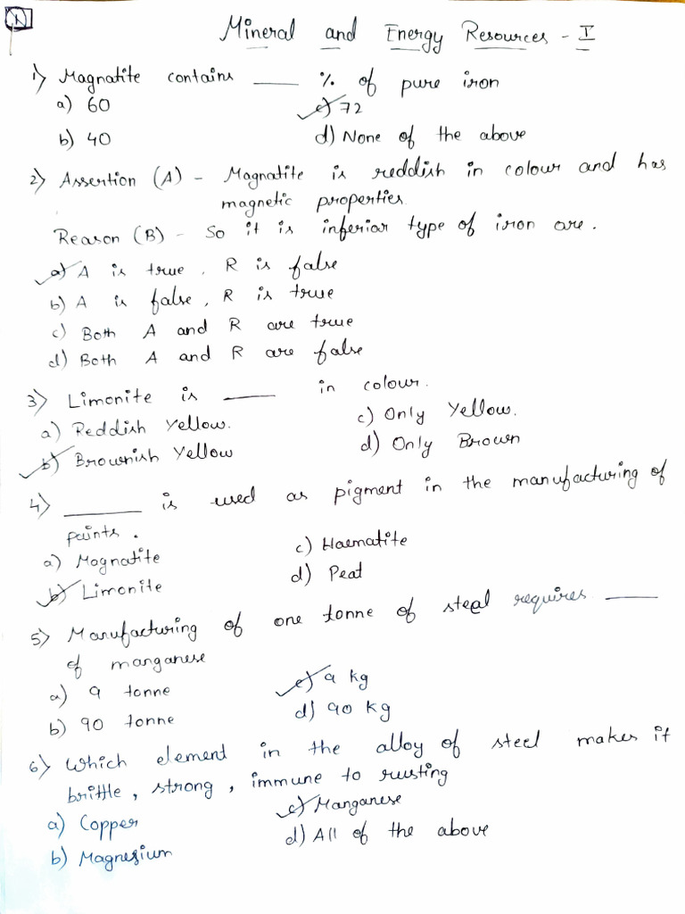 Mineral and Energy 1 and 2 (Please Check The Answers) | PDF | Energy ...