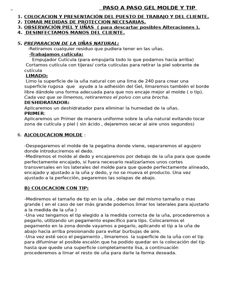 Uñas de Gel: Guía de Molde y Tip | PDF | Clavo (anatomía)