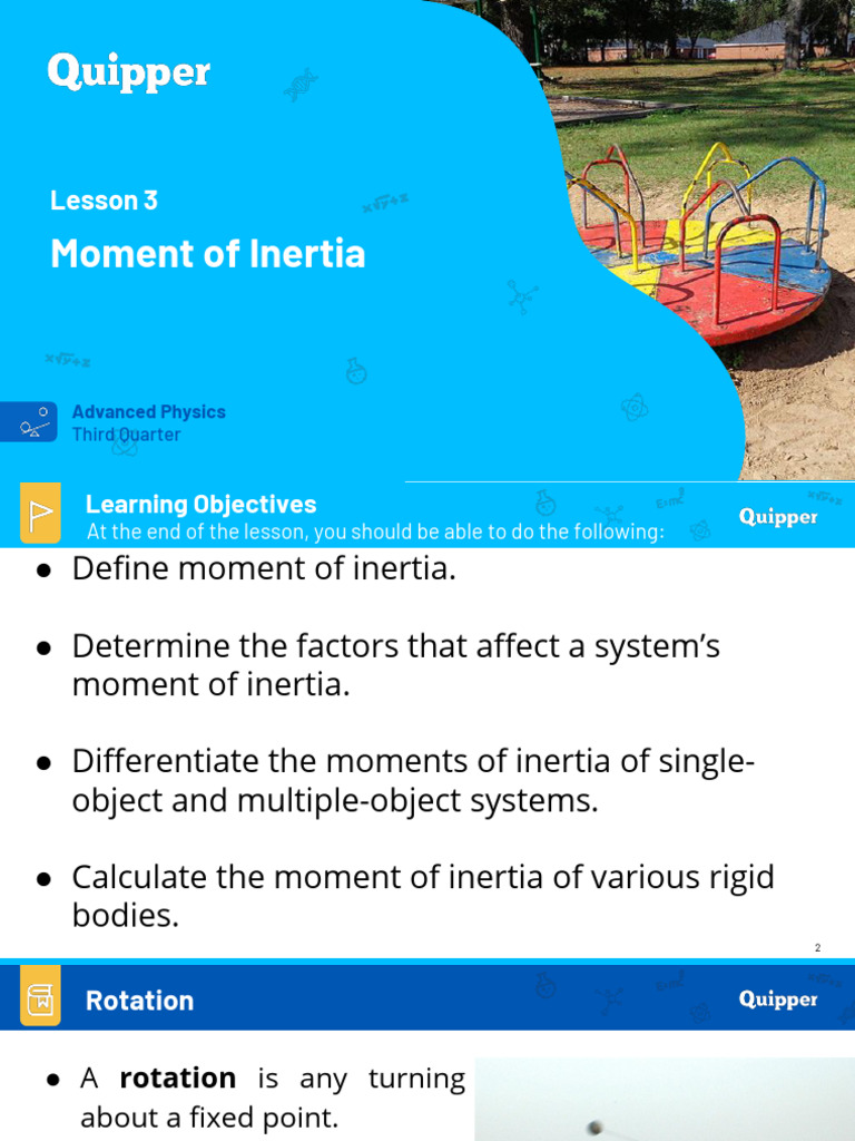 Lesson 3-Moment of Inertia | PDF | Rotation Around A Fixed Axis | Rotation