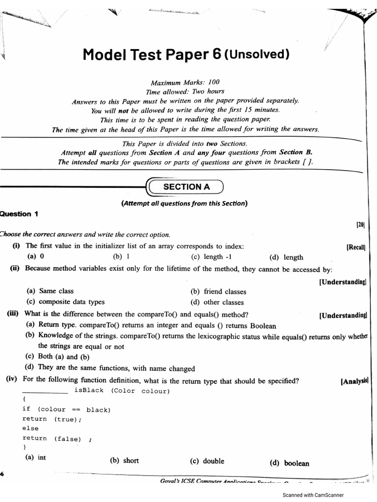 Computer Model Test Papers - Unsolved | PDF