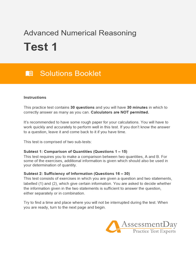 Advanced Numerical Reasoning Test 1 | PDF | Weight