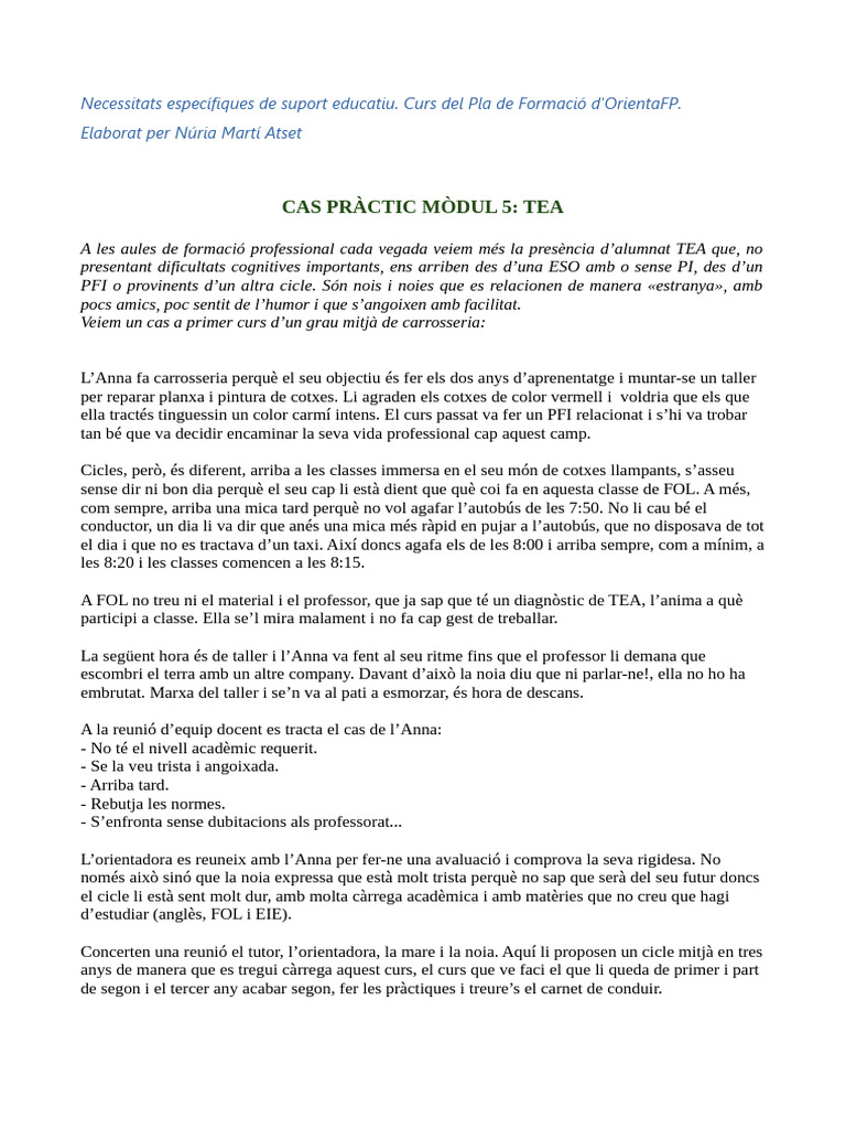 Cas Pràctic TEA | PDF