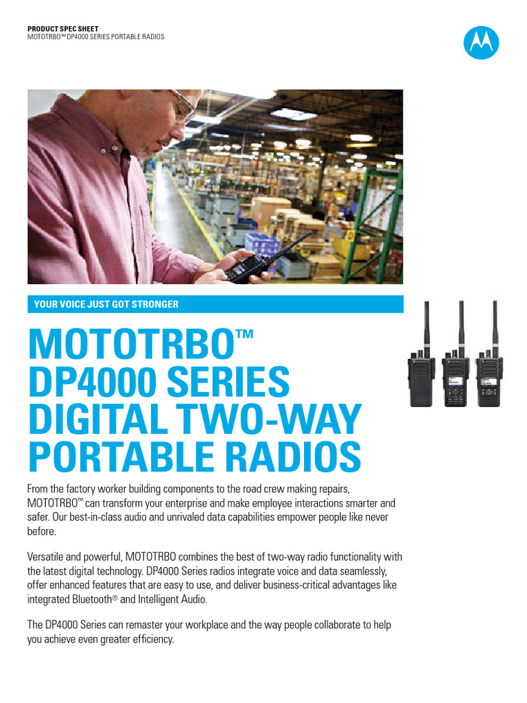 Mototrbo dp4000 Series Portable Specifications | PDF | Very High ...