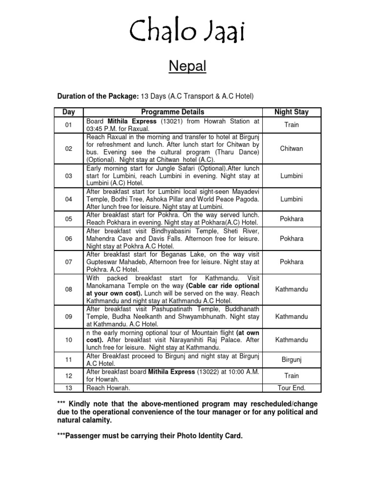 Chalo Jai - Nepal Trip | PDF | Kathmandu