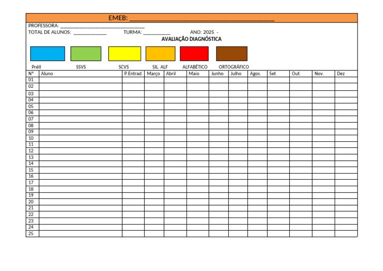Mapa Da Sala MENSAL - Diagnóstico | PDF