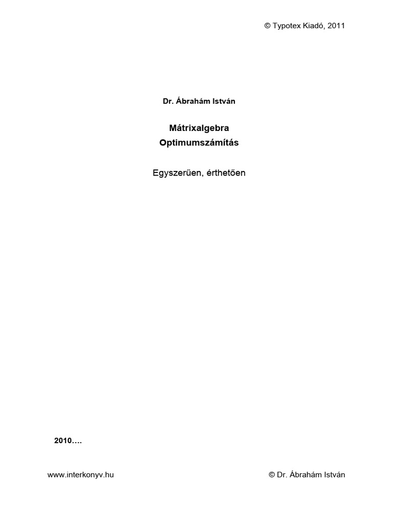 Abraham - Istvan - Matrixalgebra - Opt Konyv | PDF