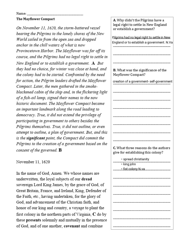 The Significance of the Mayflower Compact | PDF