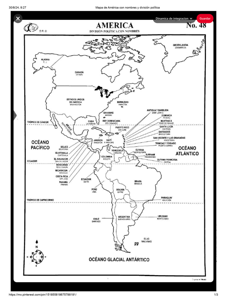 Mapa de América: División Política y Nombres | PDF