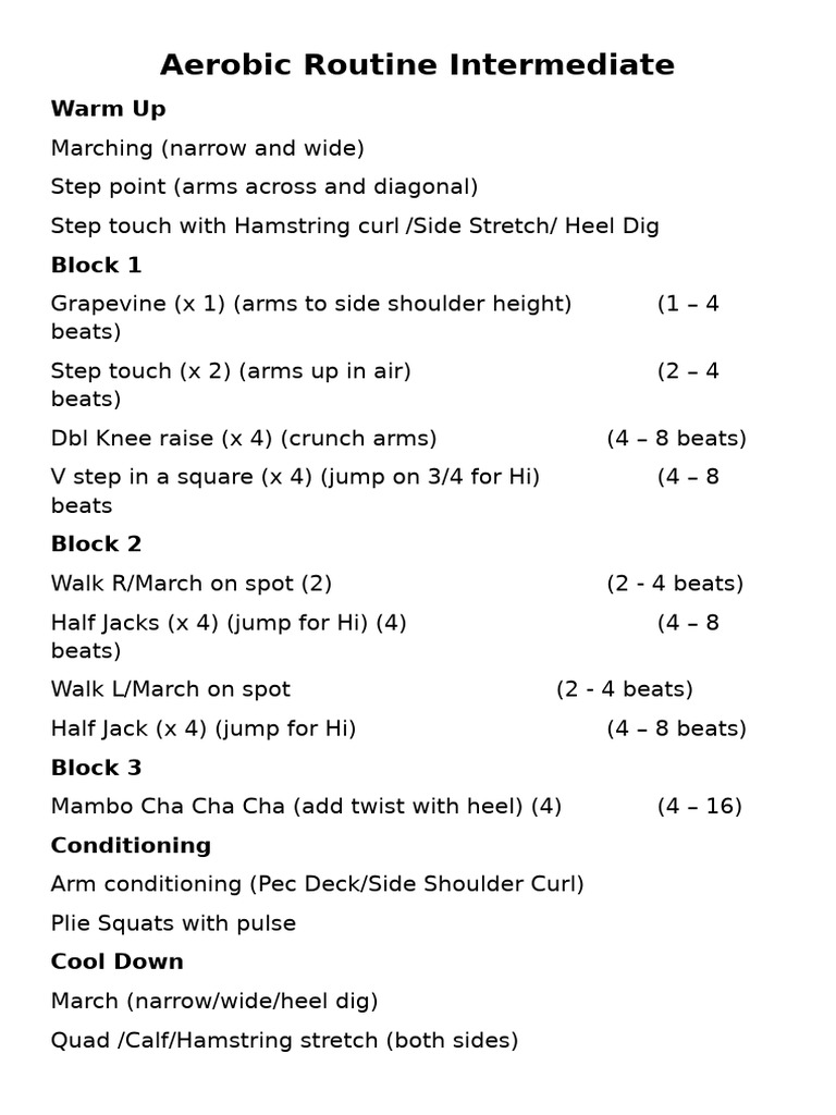 Aerobic Routine Intermediate | PDF
