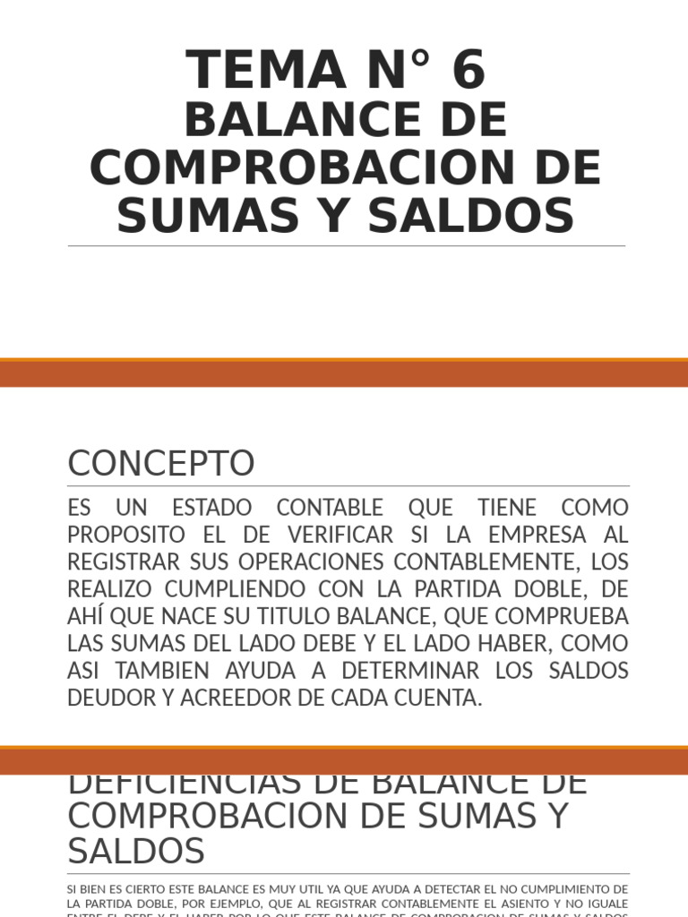 TEMA N° 6 BALANCE DE COMPROBACION | PDF