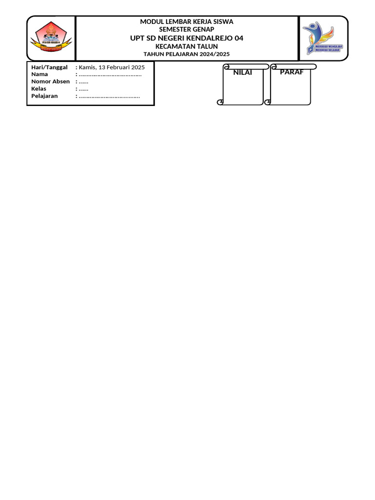 Format Soal - F4 Potrait | PDF